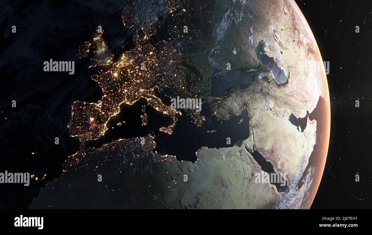 Earth from space globe and sun européan hi-res stock photography and ...