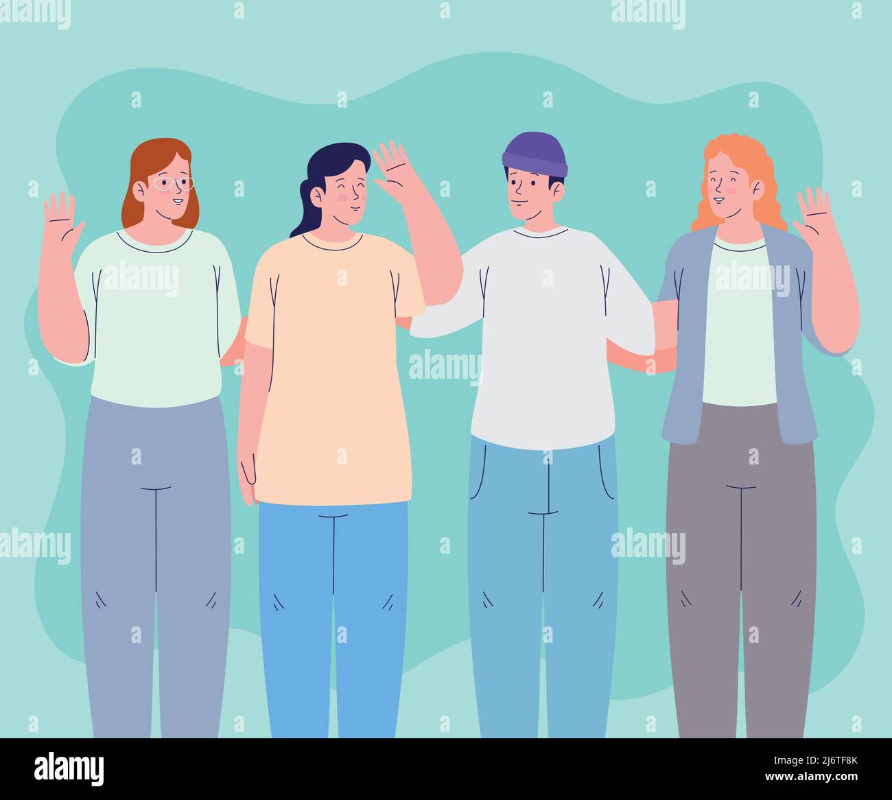 four friends group standing Stock Vector Image & Art - Alamy
