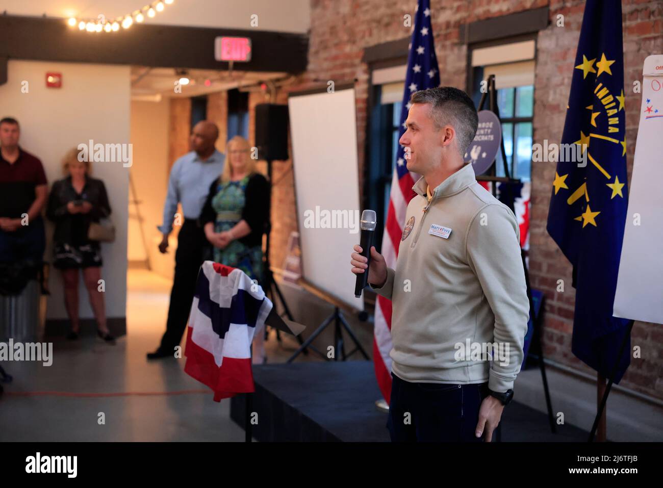 Matthew Fyfe speaks as members of the Monroe County Democratic Party ...