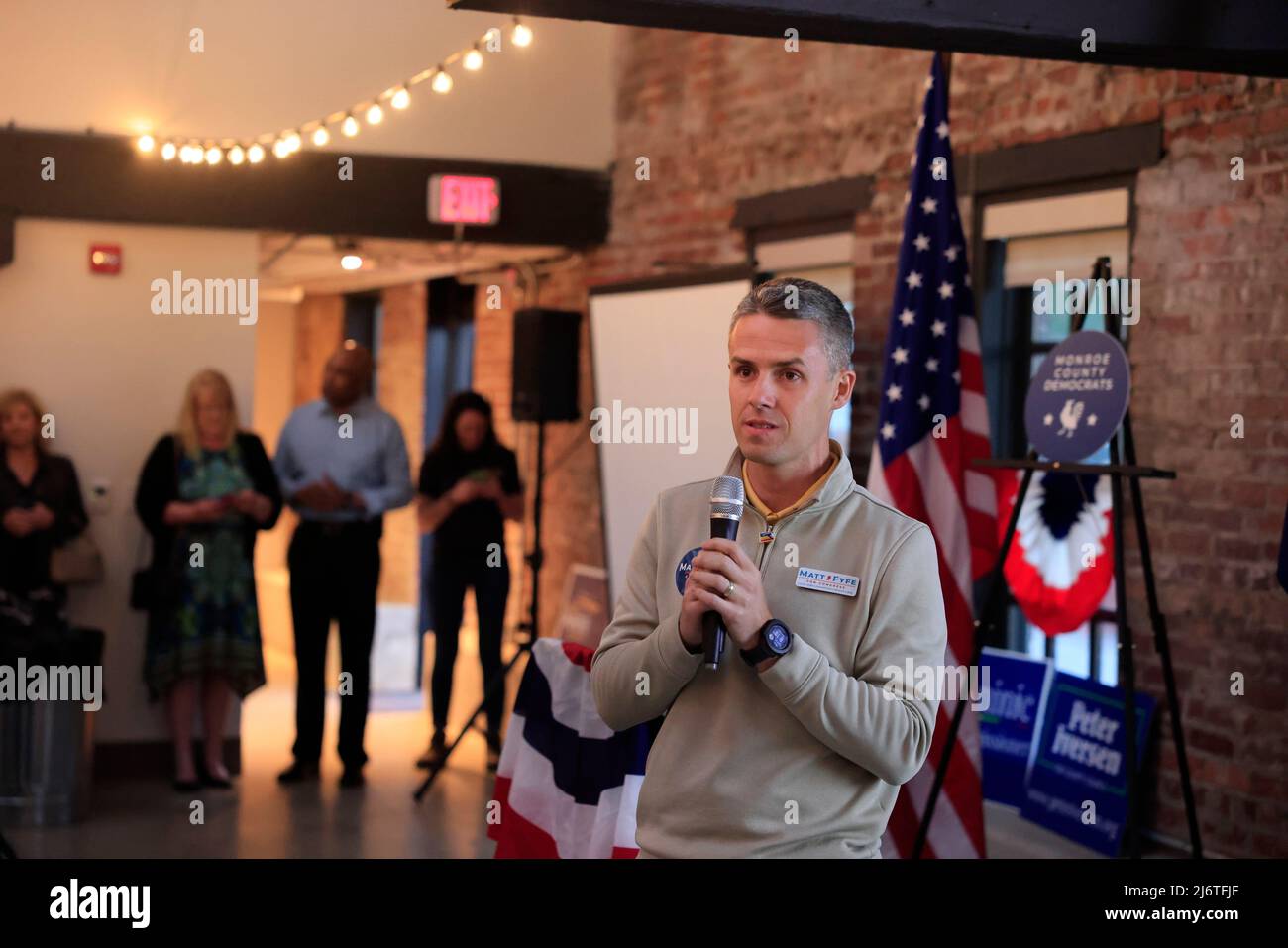 Matthew Fyfe speaks as members of the Monroe County Democratic Party ...