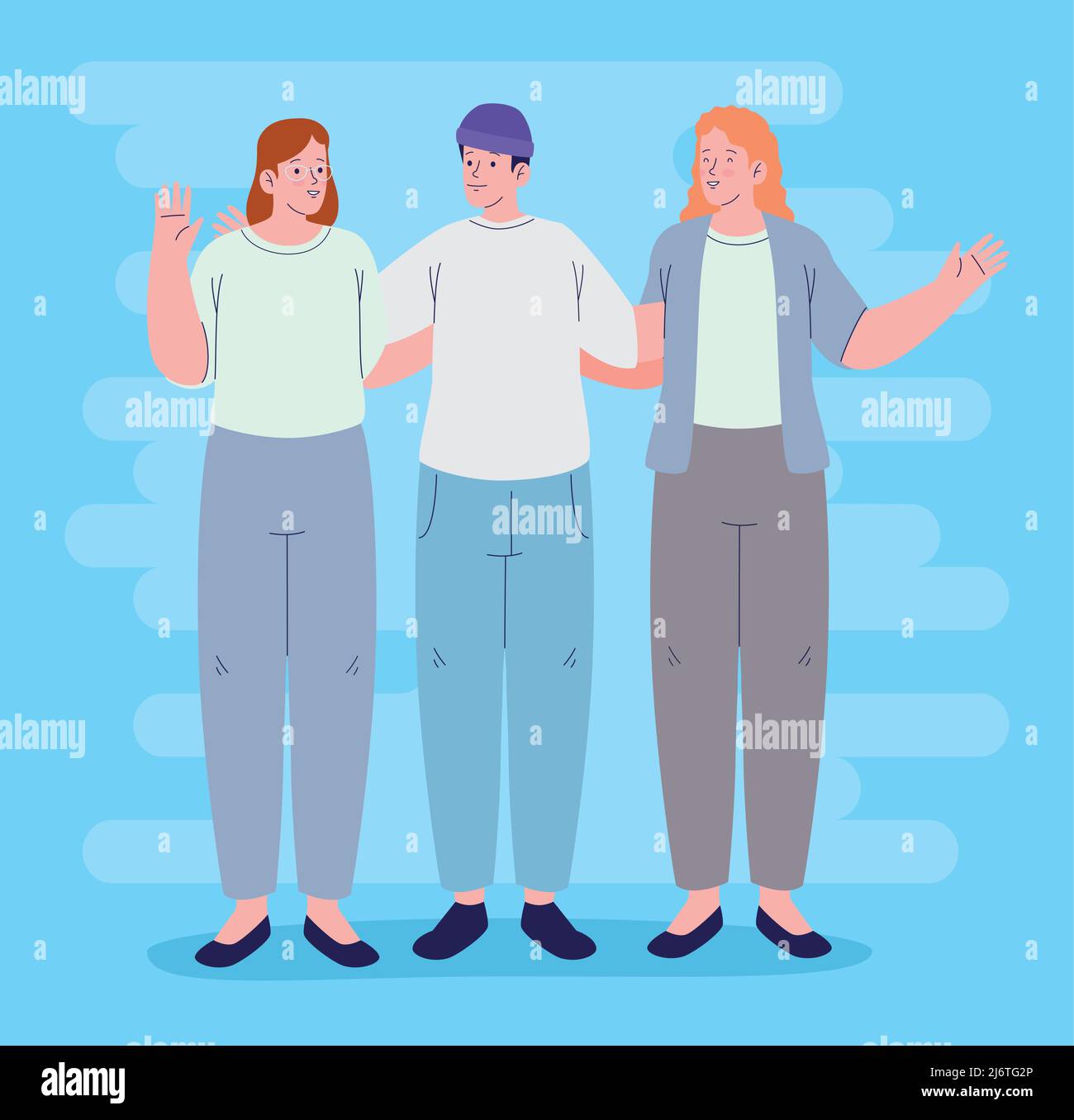 three friends group standing Stock Vector Image & Art - Alamy