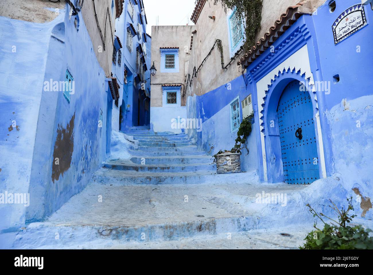 A Street in Blue Chefchaouen City, Morocco Stock Photo - Alamy