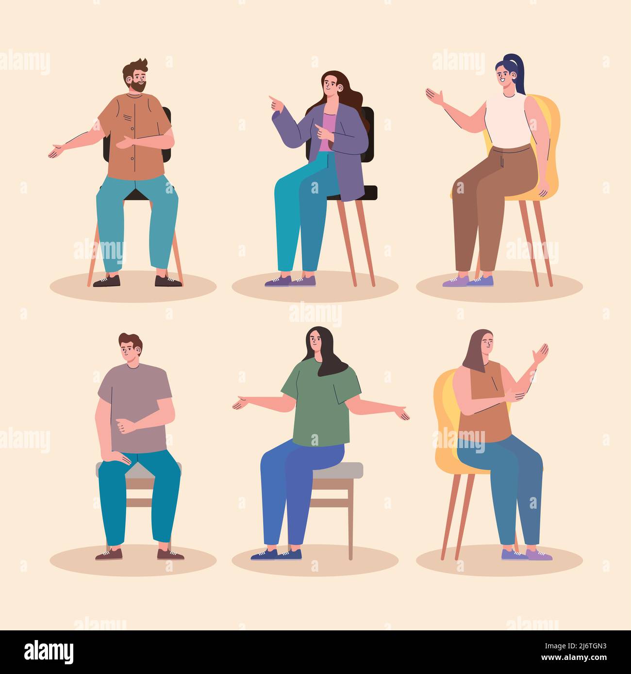six persons seated in chairs Stock Vector Image & Art - Alamy