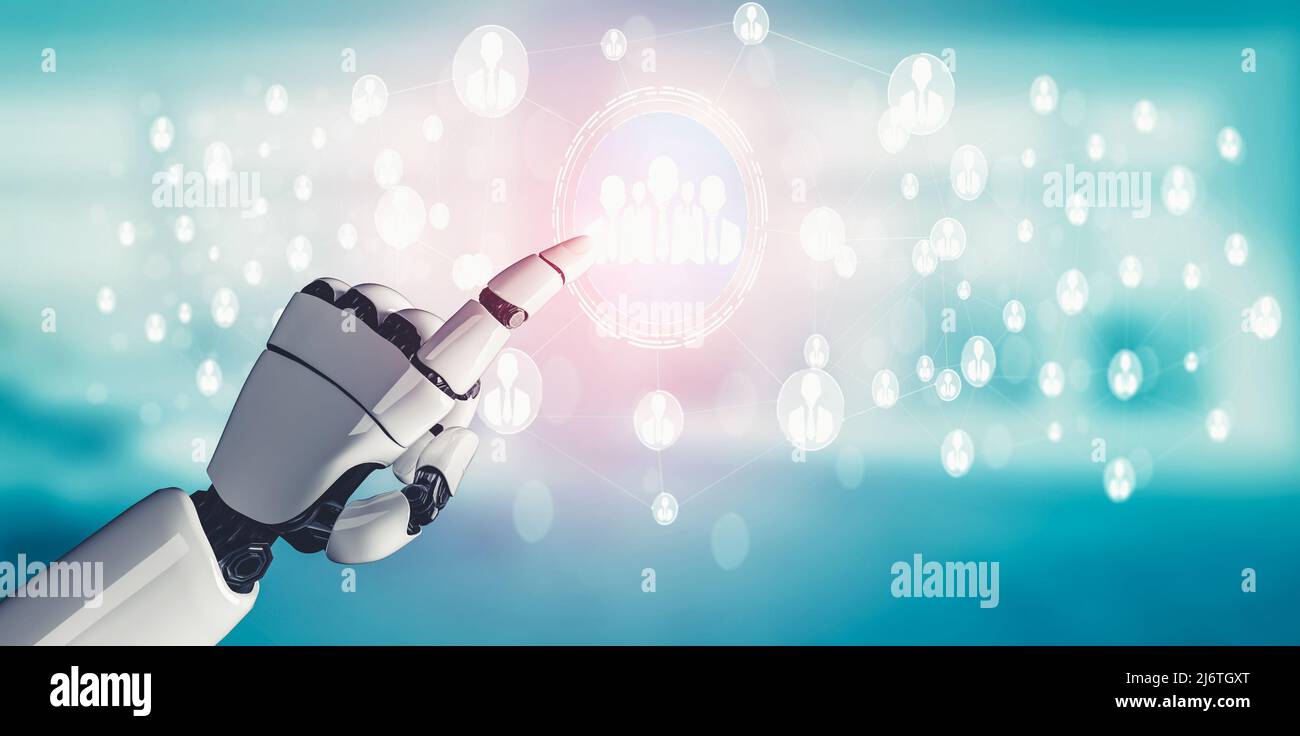 3D rendering artificial intelligence AI research of droid robot and ...