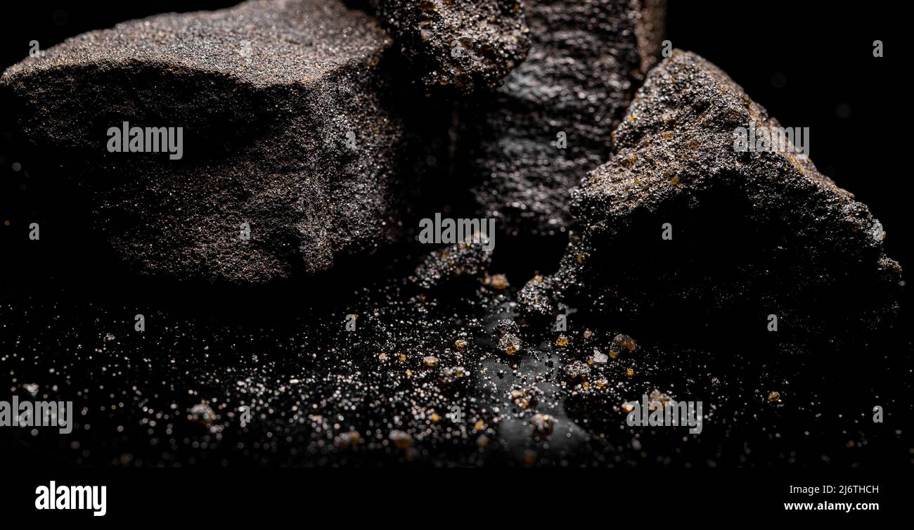 Macro Close up image of raw material Platinum and Chrome Ore rock ...