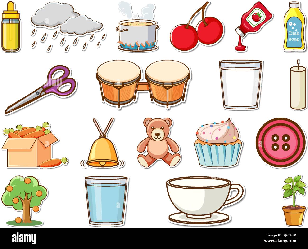 Sticker set of mixed daily objects illustration Stock Vector Image ...