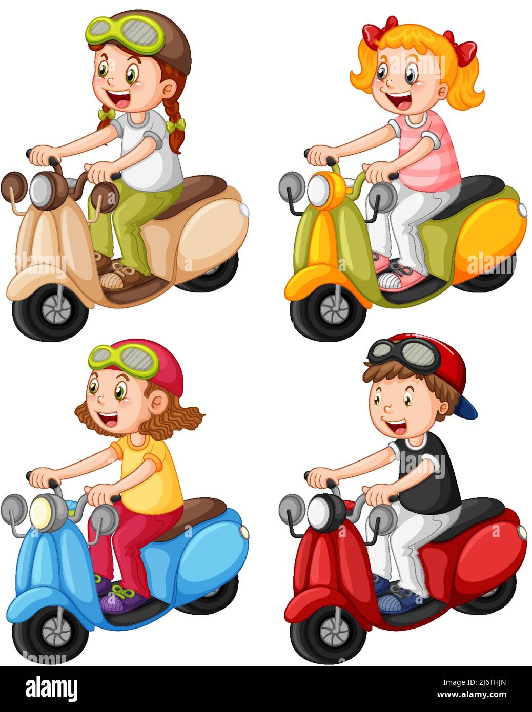 Set of different kids riding motorcycle illustration Stock Vector Image ...