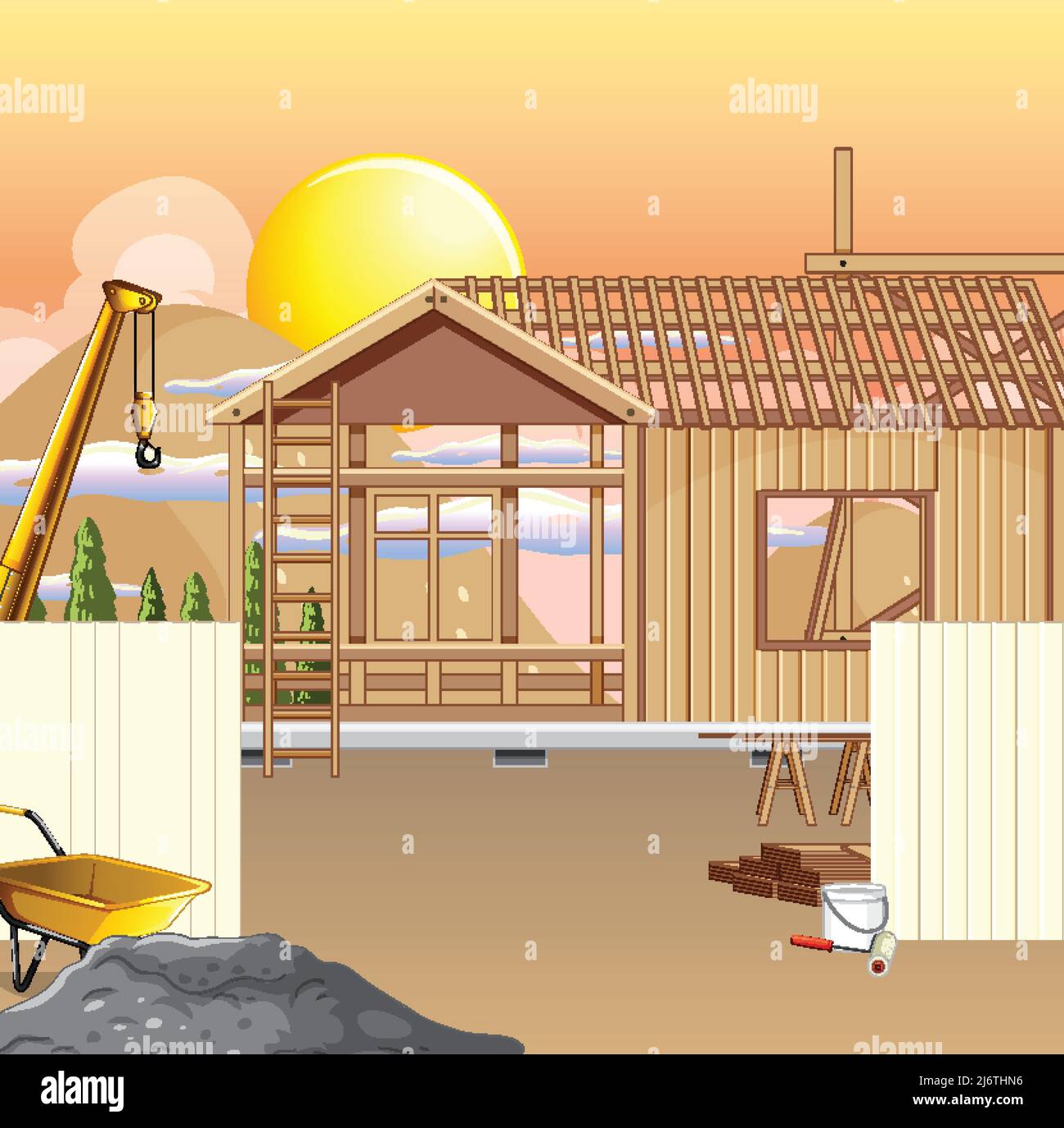Building construction site scene illustration Stock Vector Image & Art ...