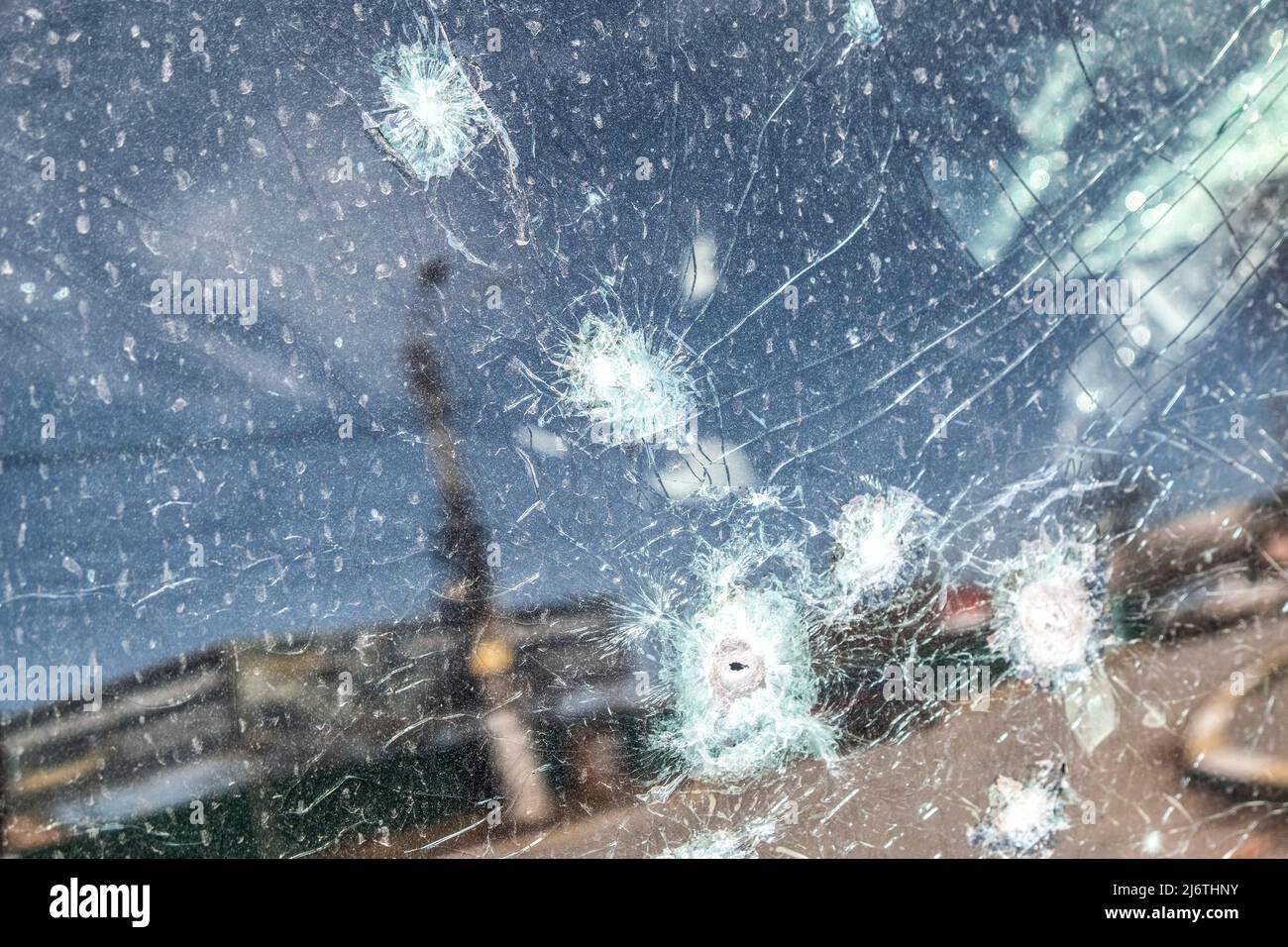Car windscreen bullet holes hi-res stock photography and images - Alamy