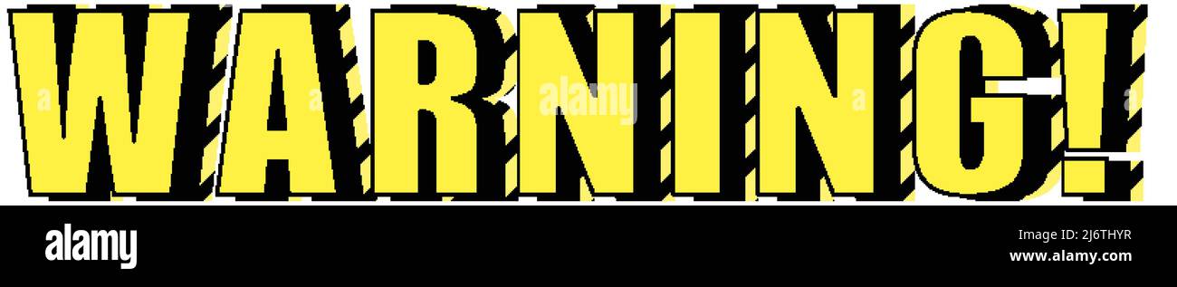 Warning Text design on white background illustration Stock Vector Image ...