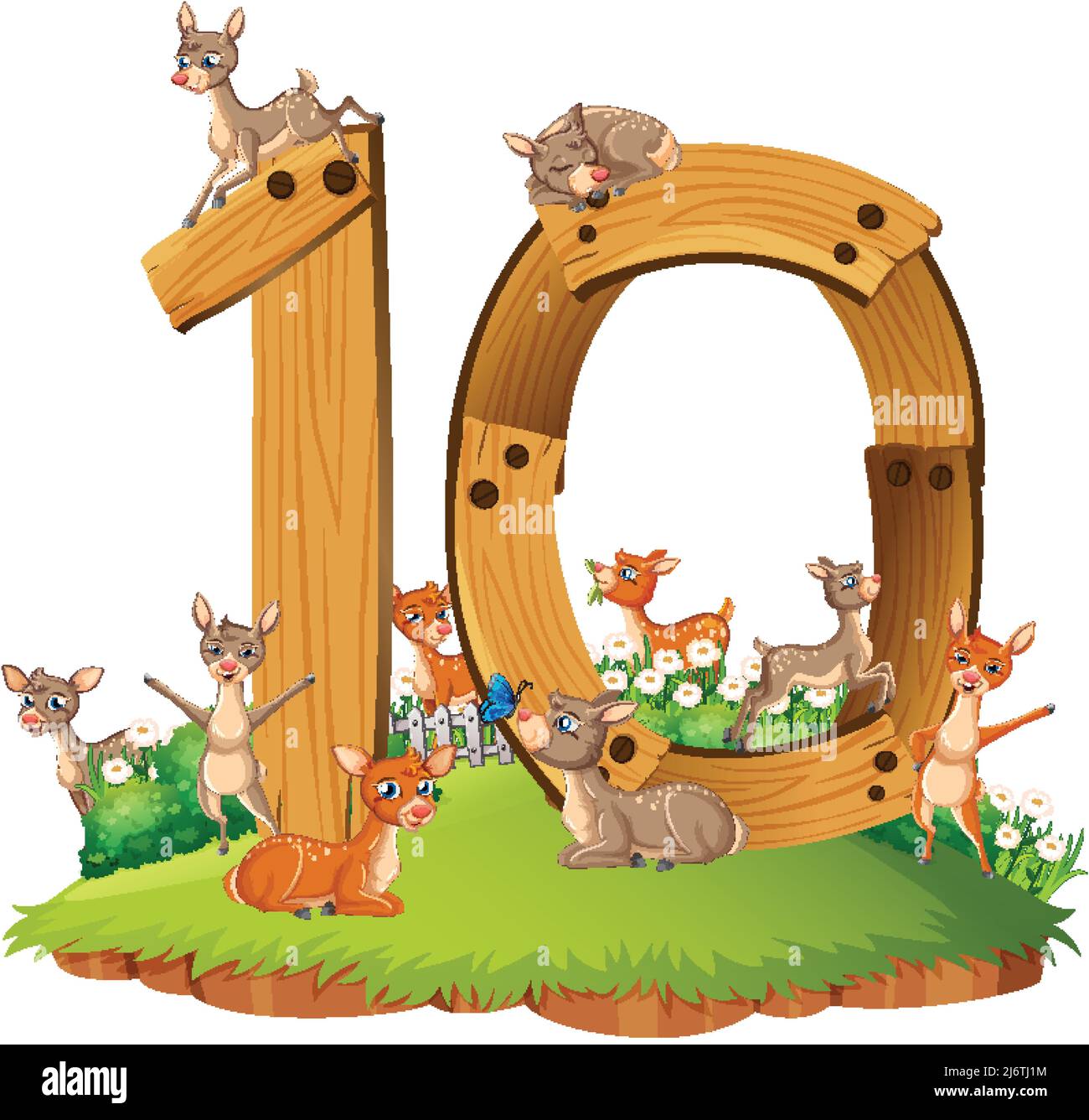 Ten deers attached to number ten illustration Stock Vector Image & Art ...