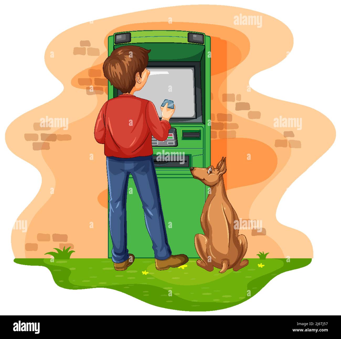 A man withdraw money from atm machine illustration Stock Vector Image ...