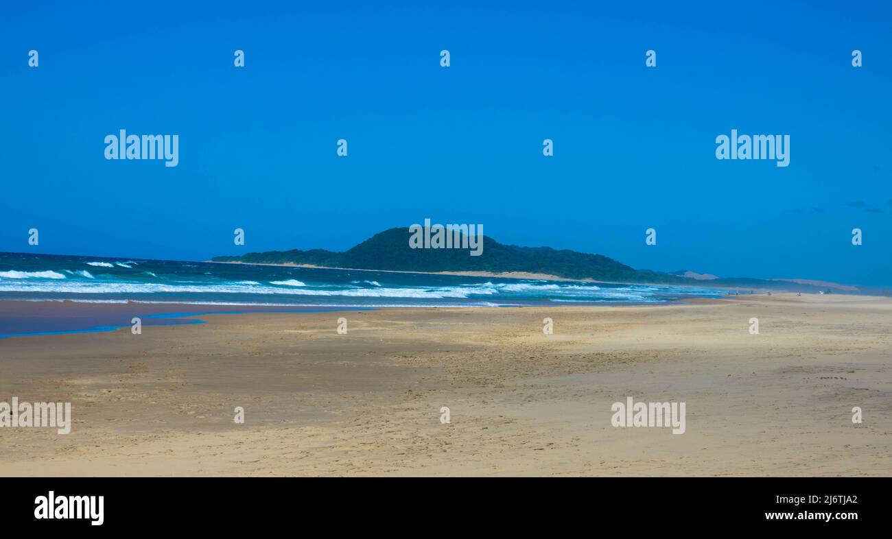 Empty sandy beach on the east coast of South Africa in Sodwana Bay ...