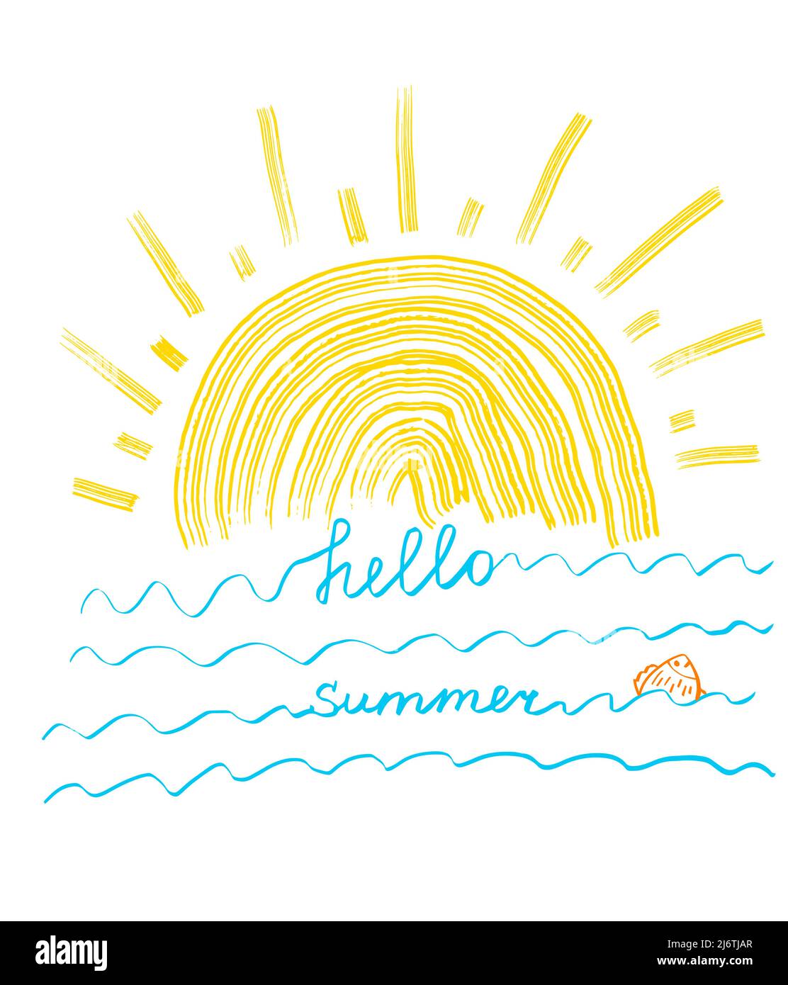 Summer poster. Hello summer. Summer vacation and travel concept: sea ...