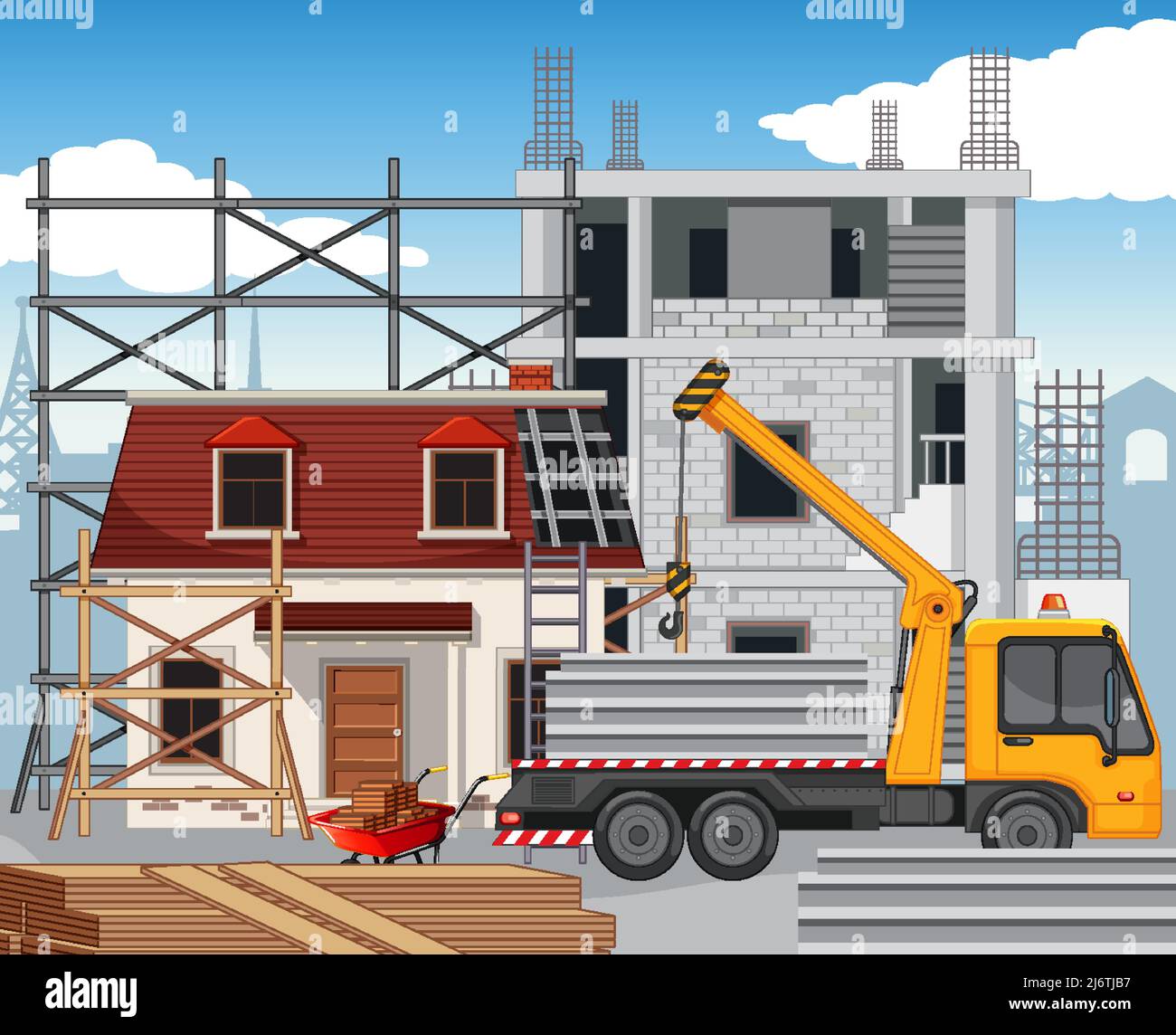 Building construction site scene illustration Stock Vector Image & Art ...
