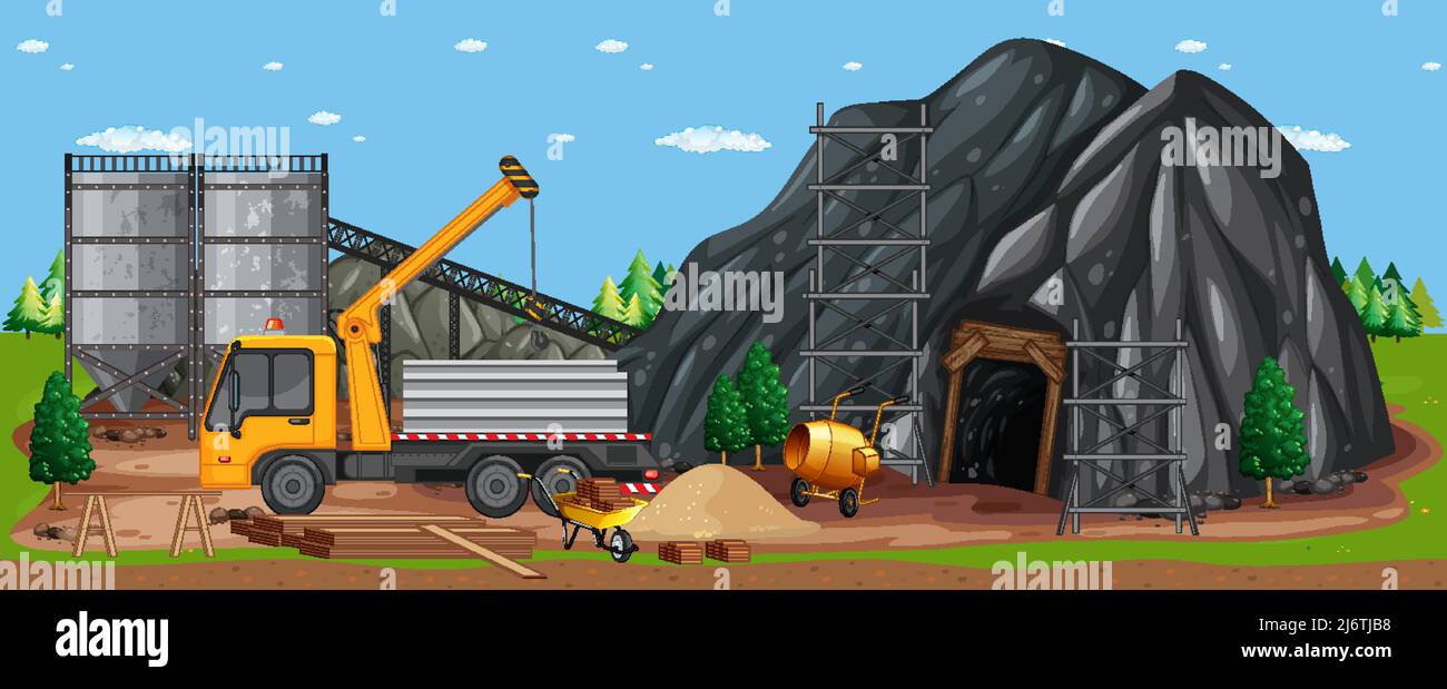 Cartoon scene of building construction site illustration Stock Vector ...