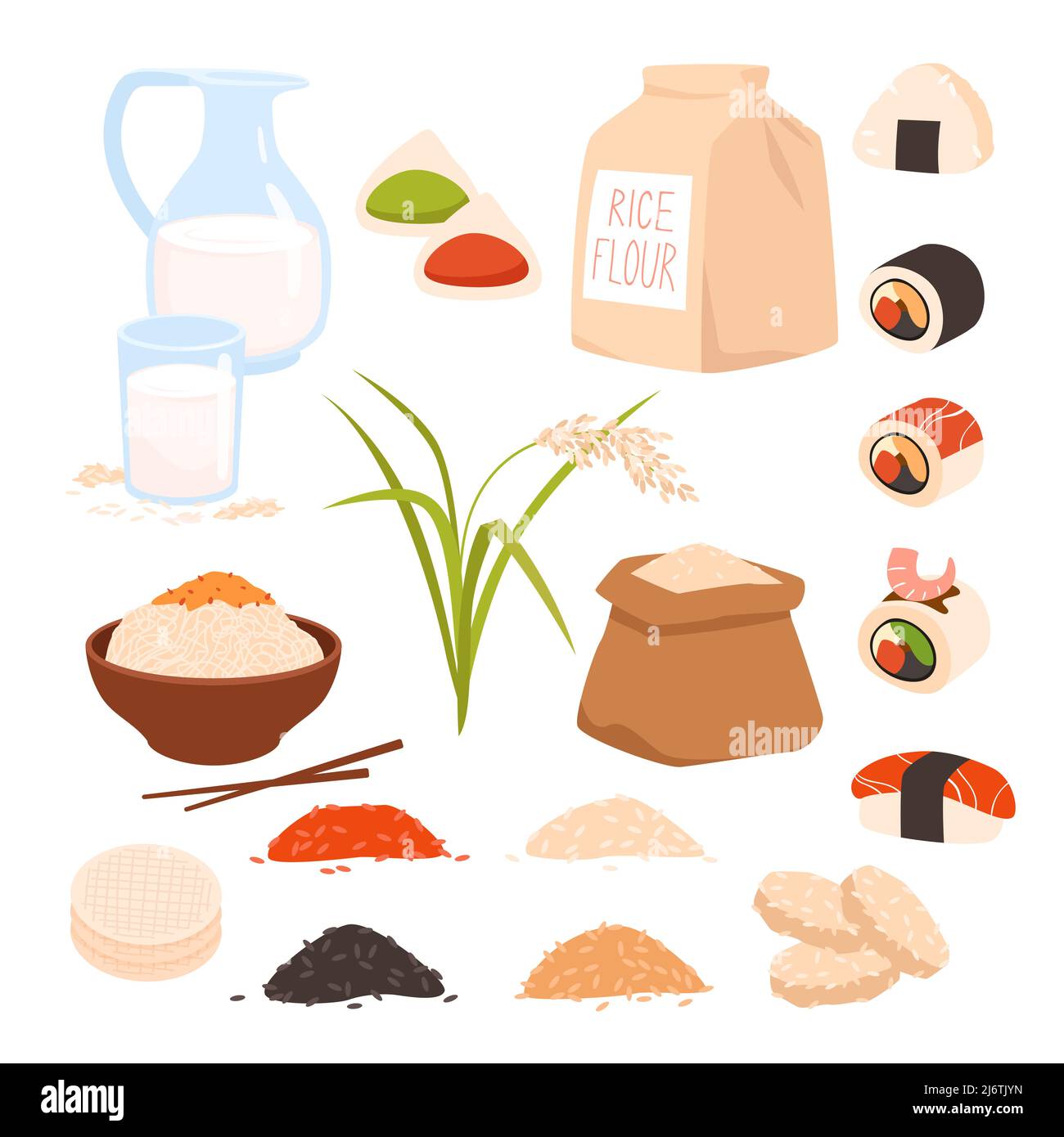Set of different rice products and dishes Stock Vector Image & Art - Alamy