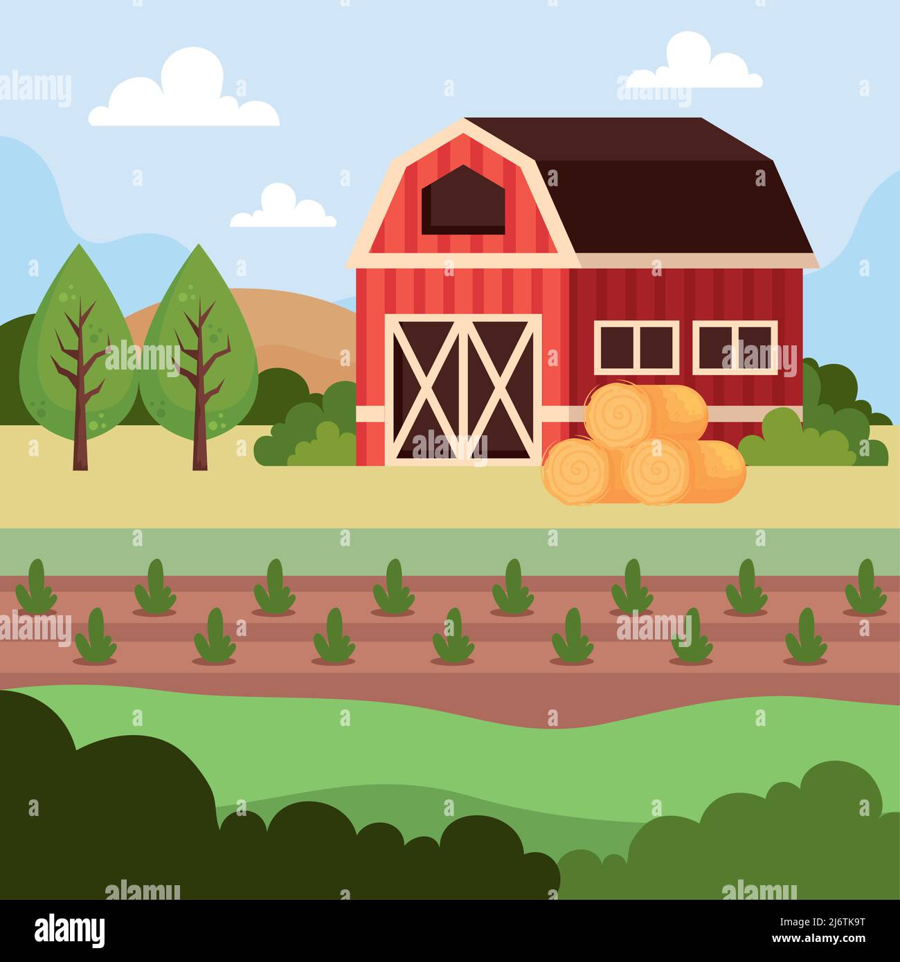 farm scene with stable Stock Vector Image & Art - Alamy