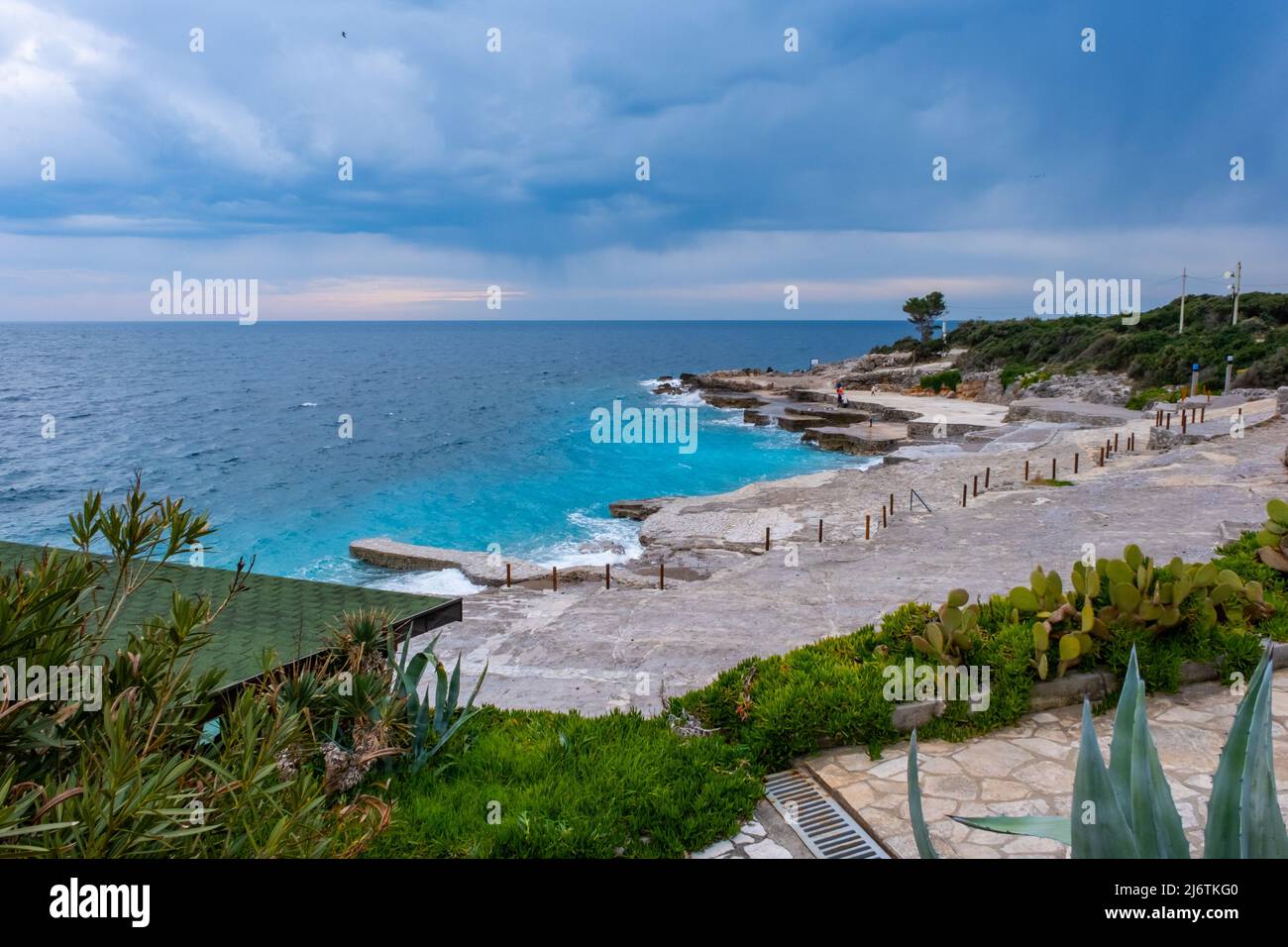 Blue water and Ploce beach near Budva, Montenegro Stock Photo - Alamy