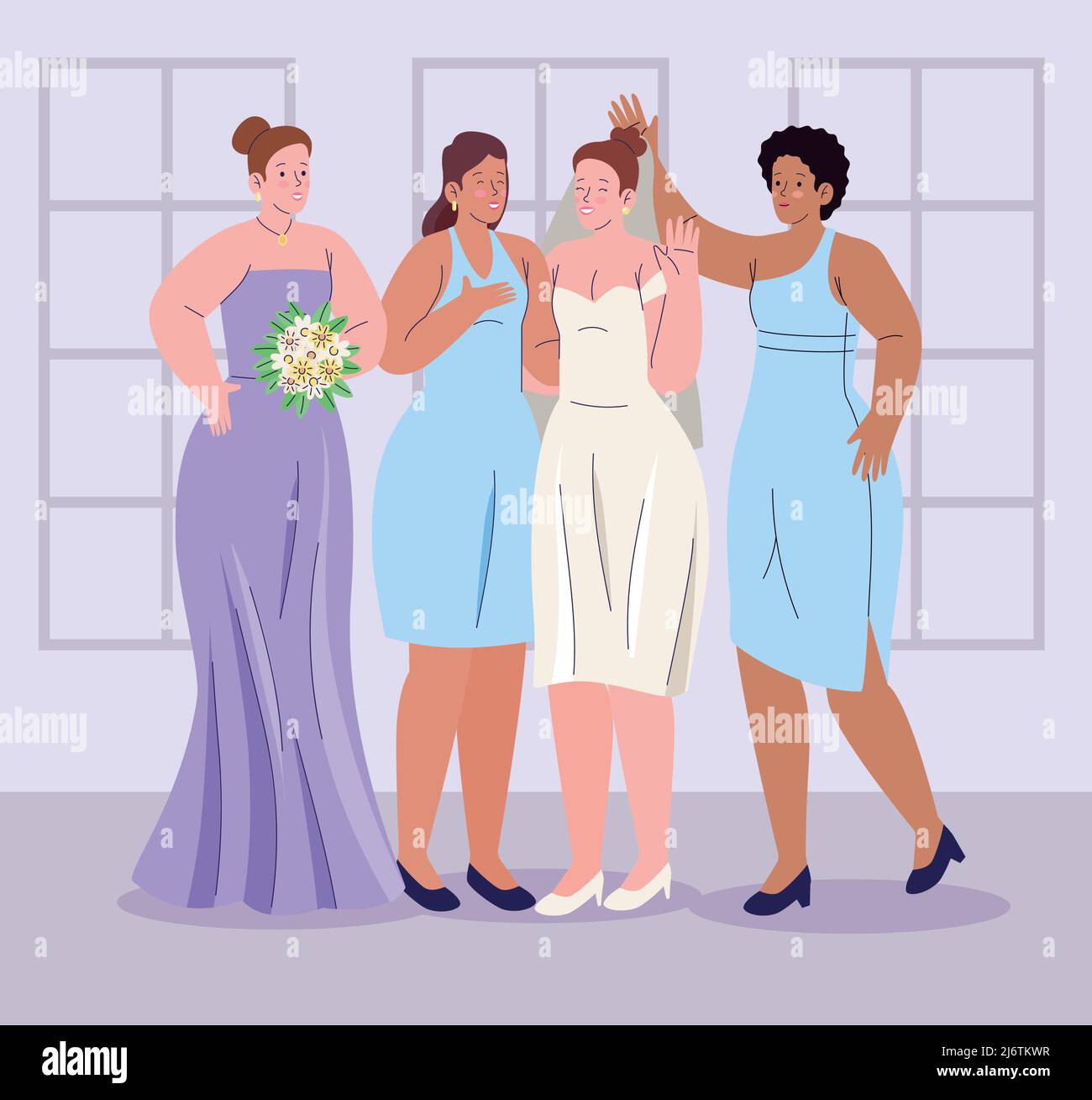 Group of bridesmaids Stock Vector Images - Alamy