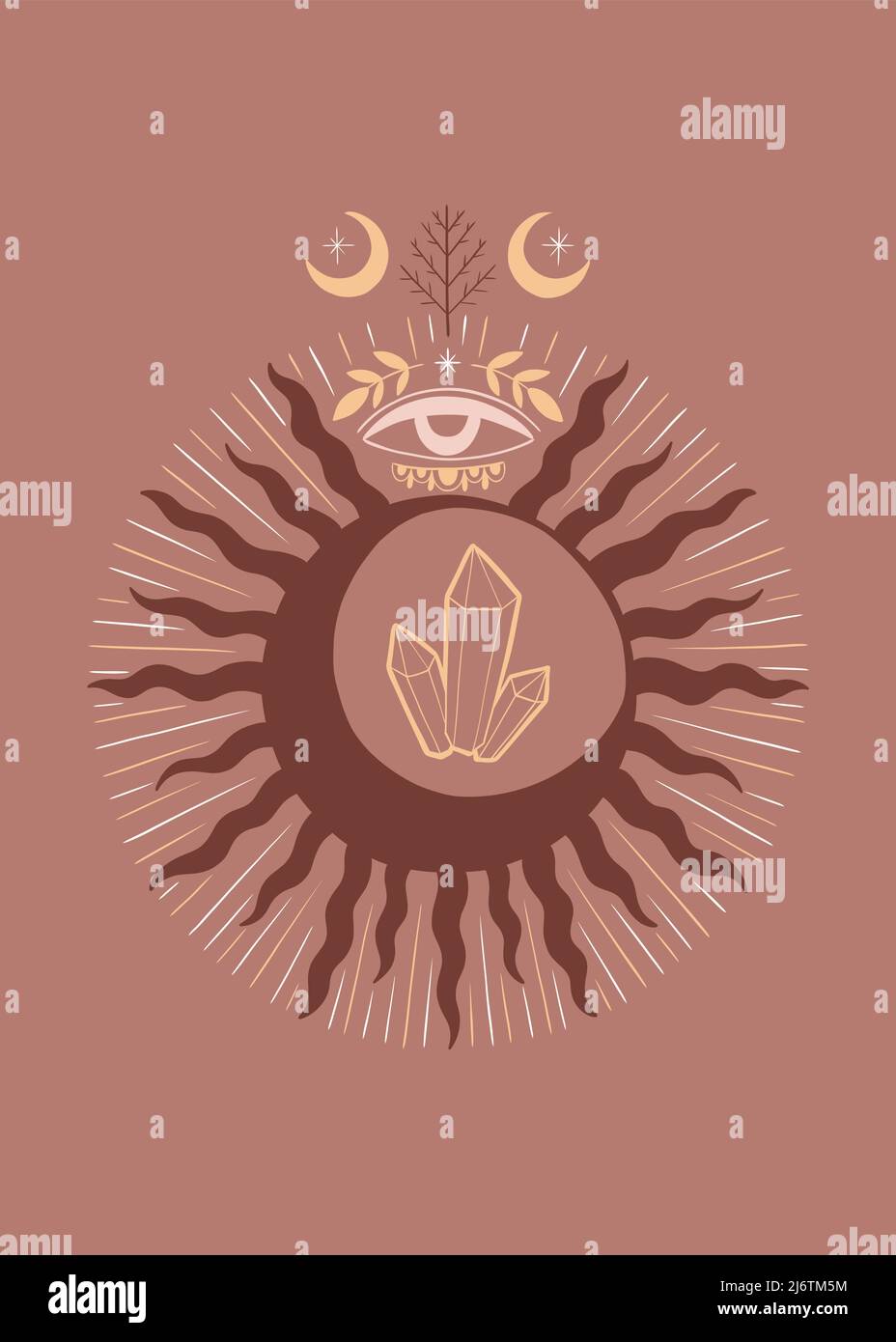 Mystic aesthetic witch mage composition print. Hand draw black color ...