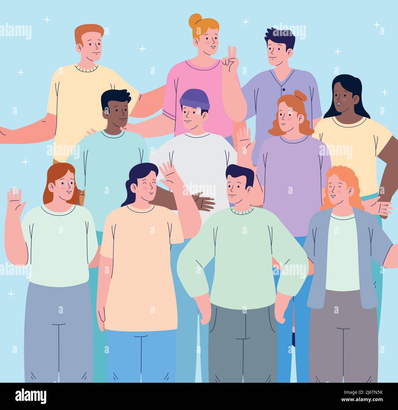 Eleven friends Stock Vector Images - Alamy