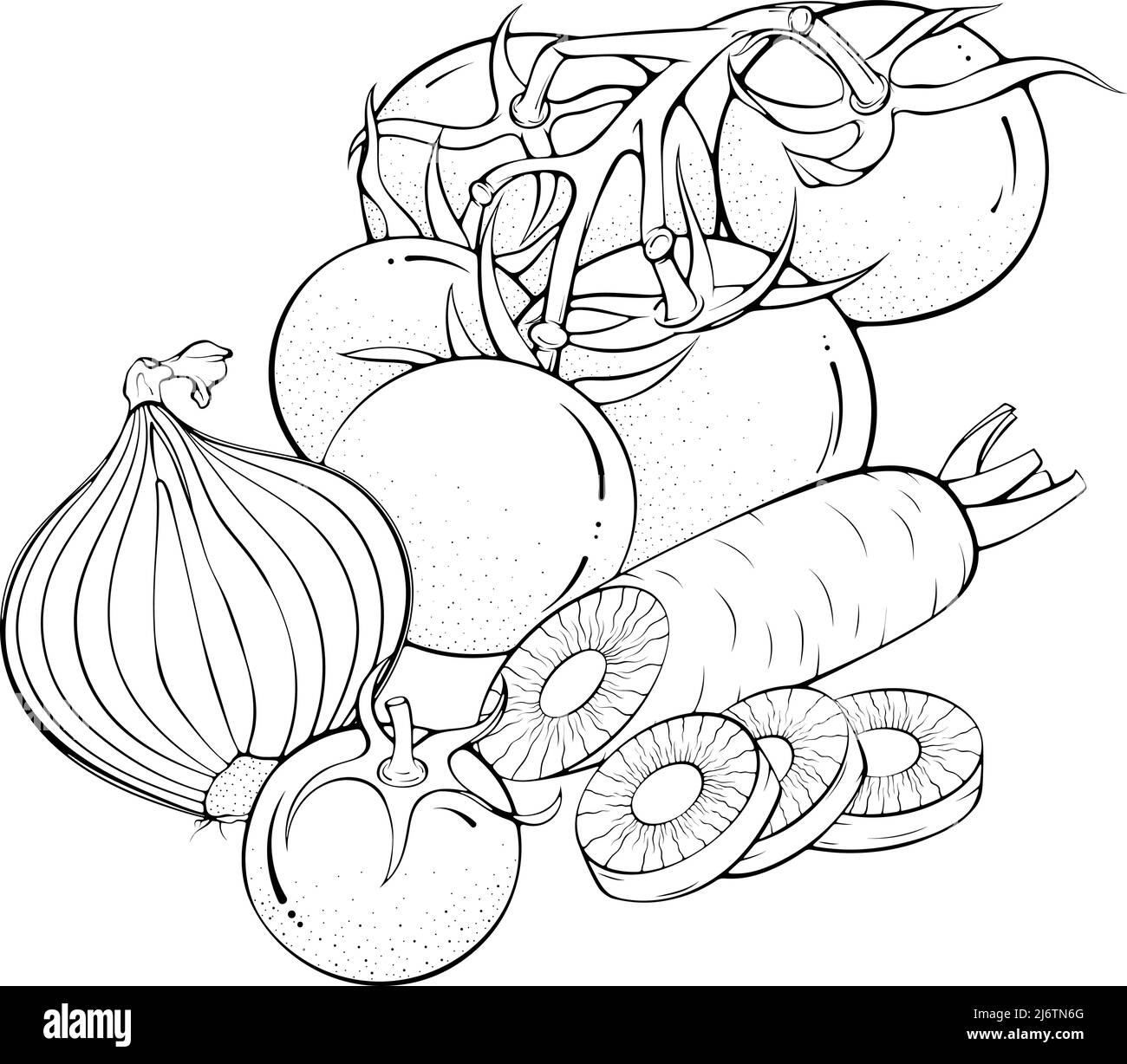 Still life with different vegetables line art Stock Vector Image & Art ...