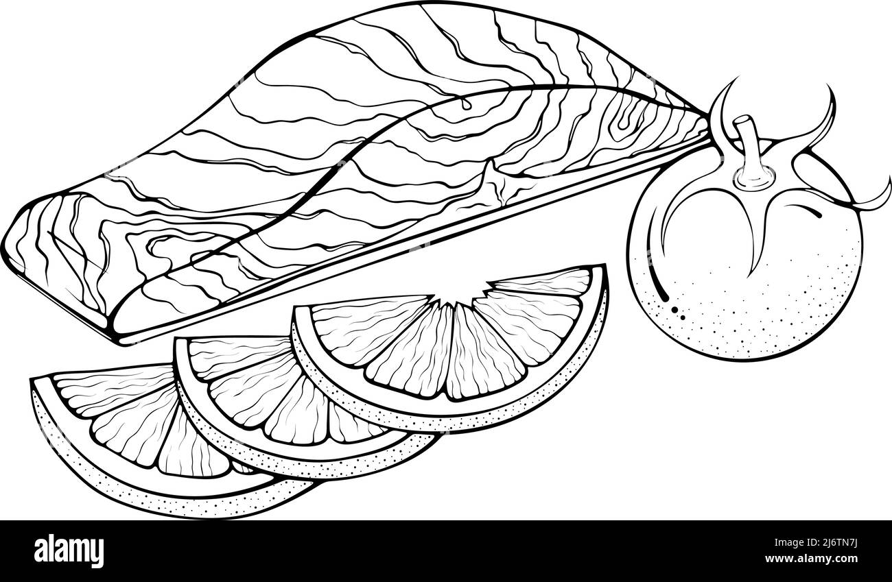 Line icon salmon fillet Cut Out Stock Images & Pictures - Alamy