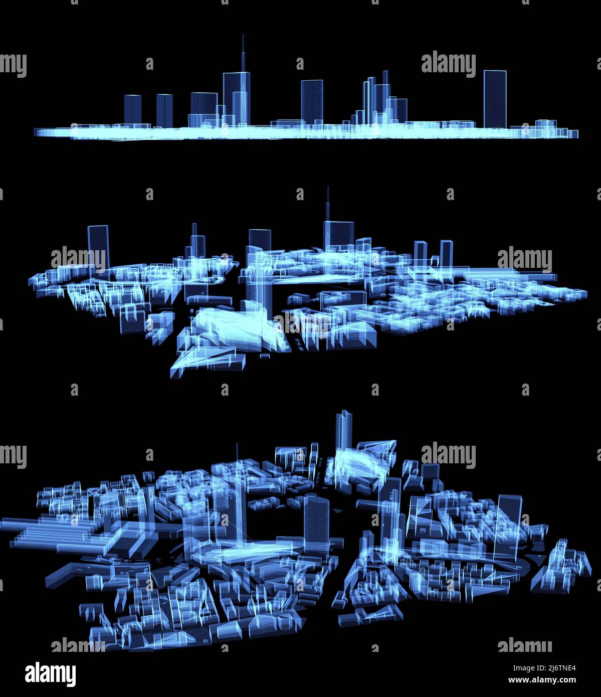 Map of the Porta Nuova area in Milan, Hologram, sci-fi, skyline ...