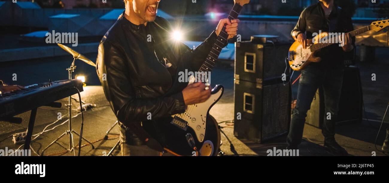 Band playing live on the stage Stock Photo - Alamy