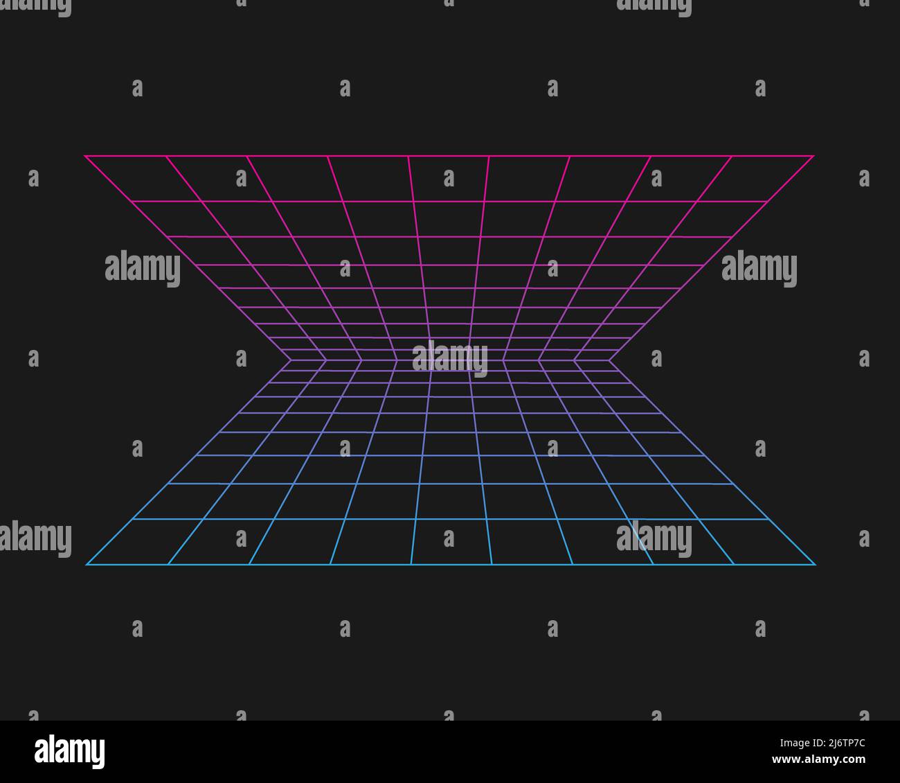 Cyber grid, retro punk perspective rectangular tunnel. Grid tunnel ...