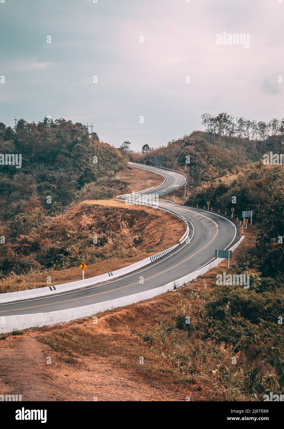 Curvy road number 3 in the mountain of Pua district, Nan province ...
