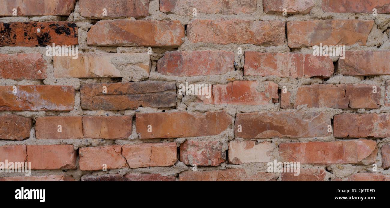 Red brick wall, close-up, old brickwork background. High quality photo ...