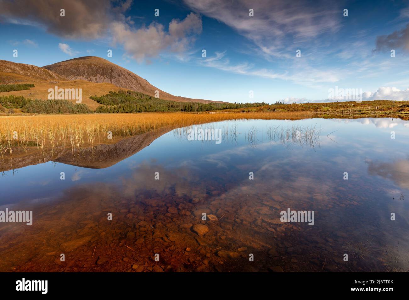 Red Cuillins reflecting in Loch Cill Chriosd on the Isle of Skye Stock ...