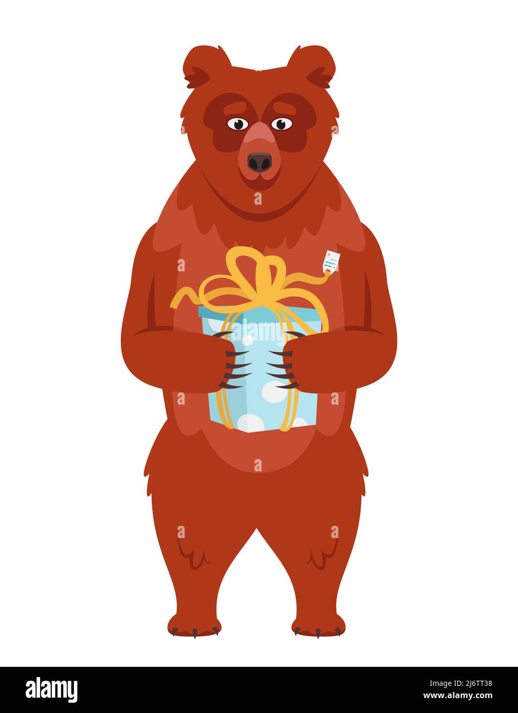 Bear holding gift. Animal in cartoon style Stock Vector Image & Art - Alamy