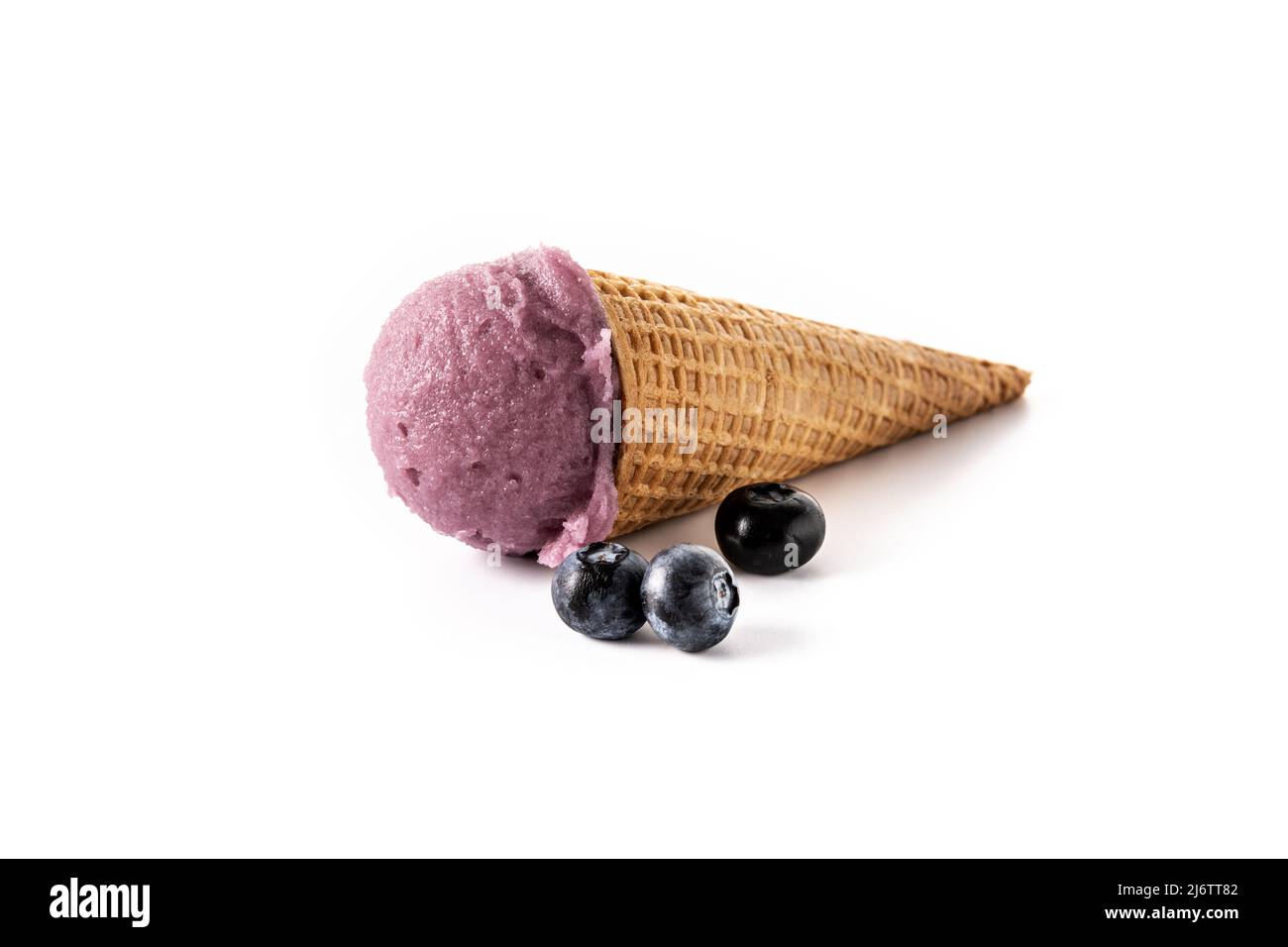 Blueberry ice cream cone isolated on white background Stock Photo - Alamy