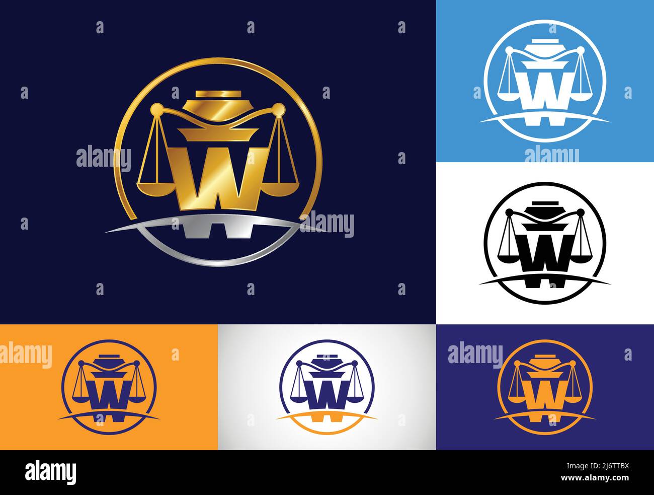 Initial W monogram alphabet with law scale sign symbol. Law office ...