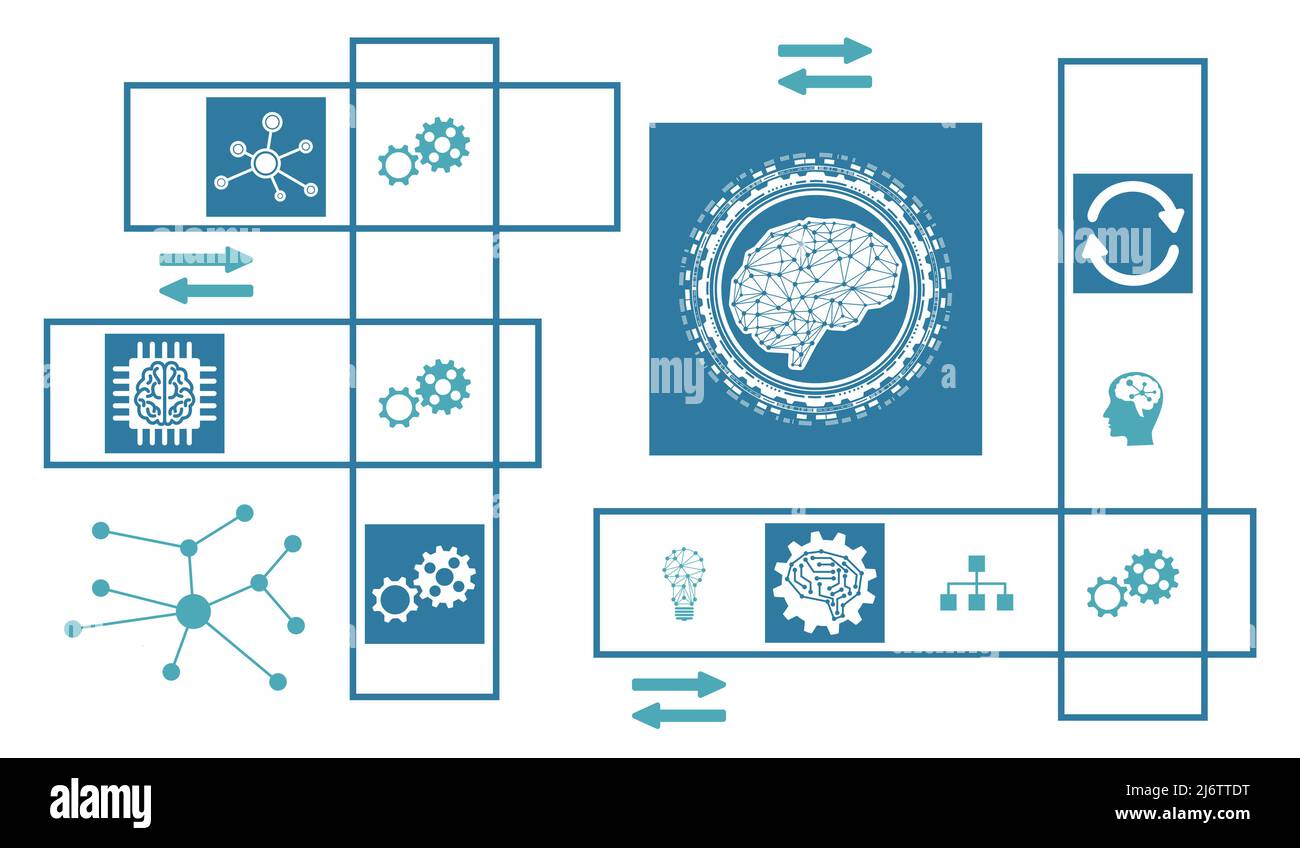 Concept of deep learning with connected icons Stock Photo - Alamy