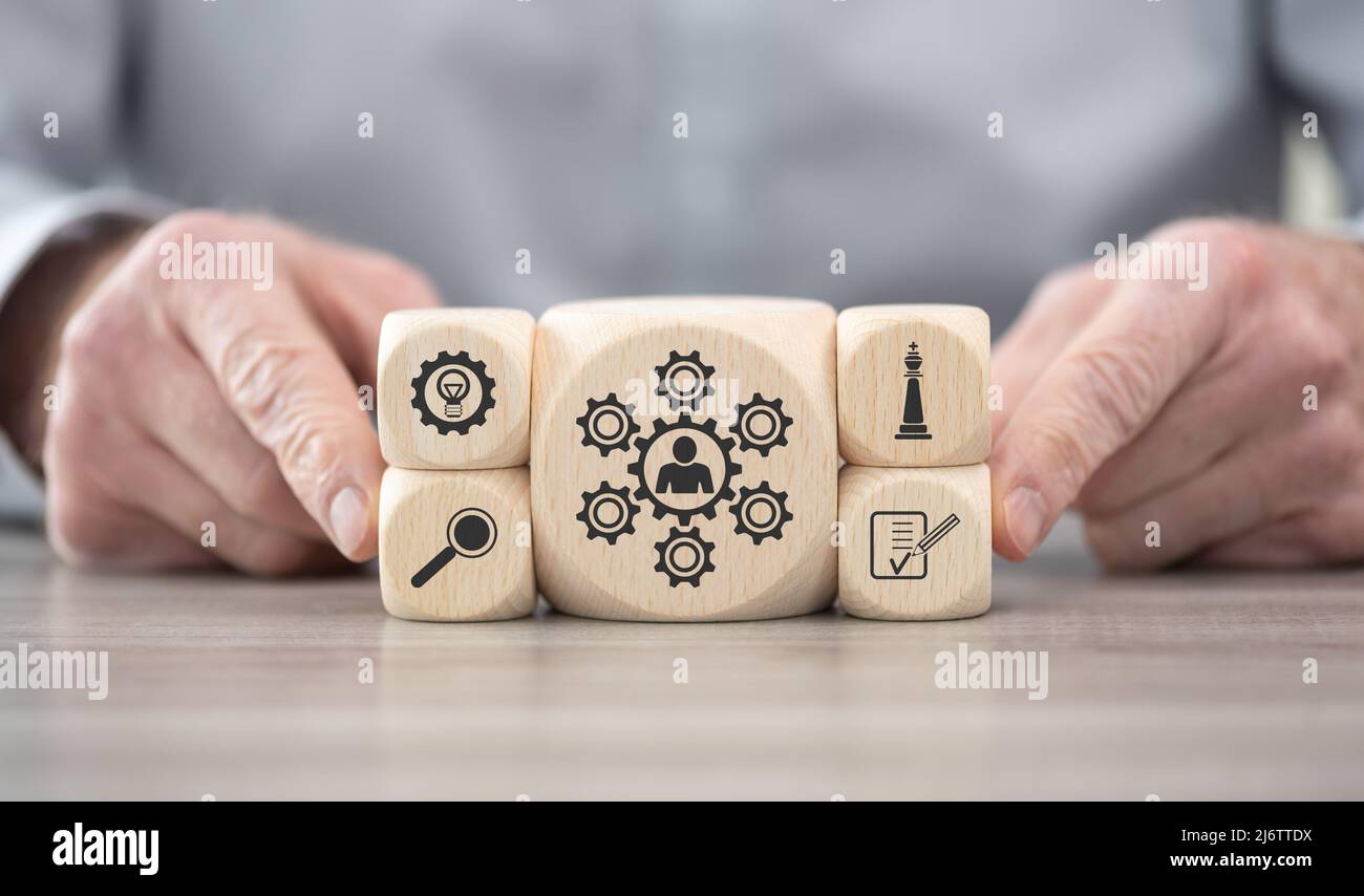Wooden blocks with symbol of skills concept Stock Photo - Alamy