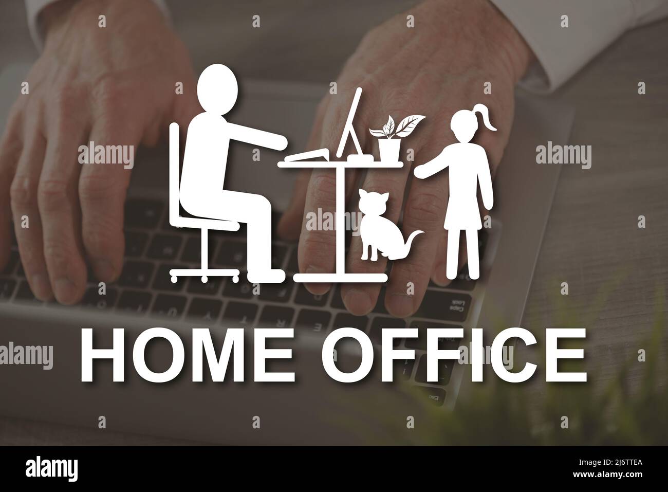 Home office concept illustrated by a picture on background Stock Photo ...