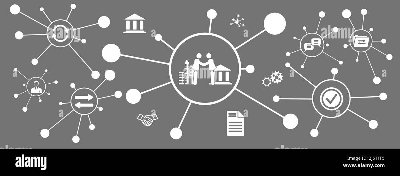 Concept of b2g with connected icons Stock Photo - Alamy