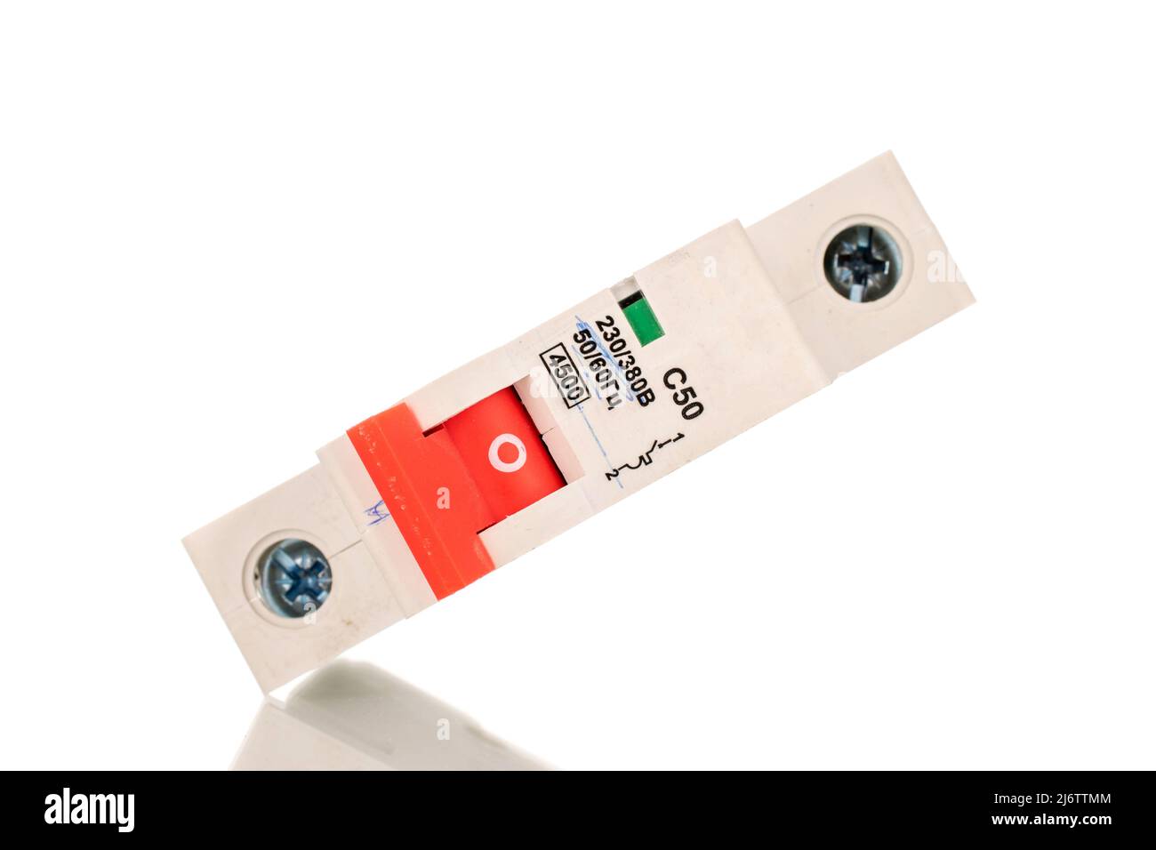 One circuit breaker, close-up, isolated on a white background Stock ...