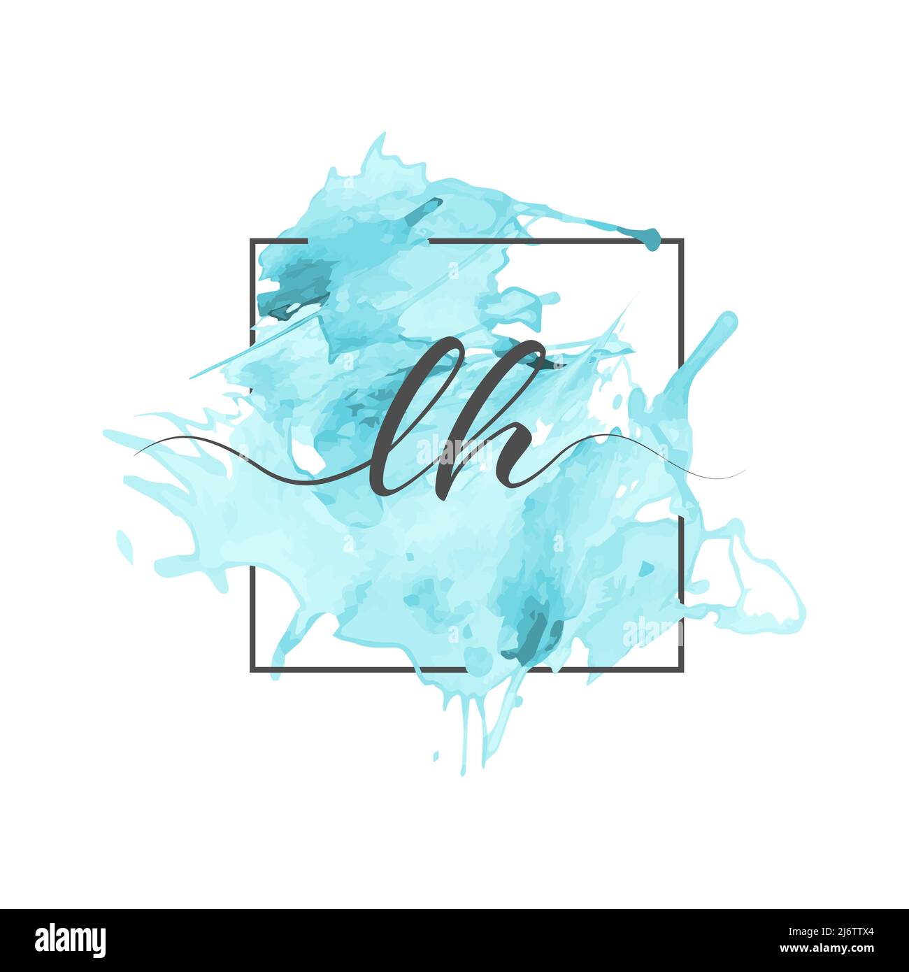 Calligraphic lowercase letters L and H are written in a solid line on a ...