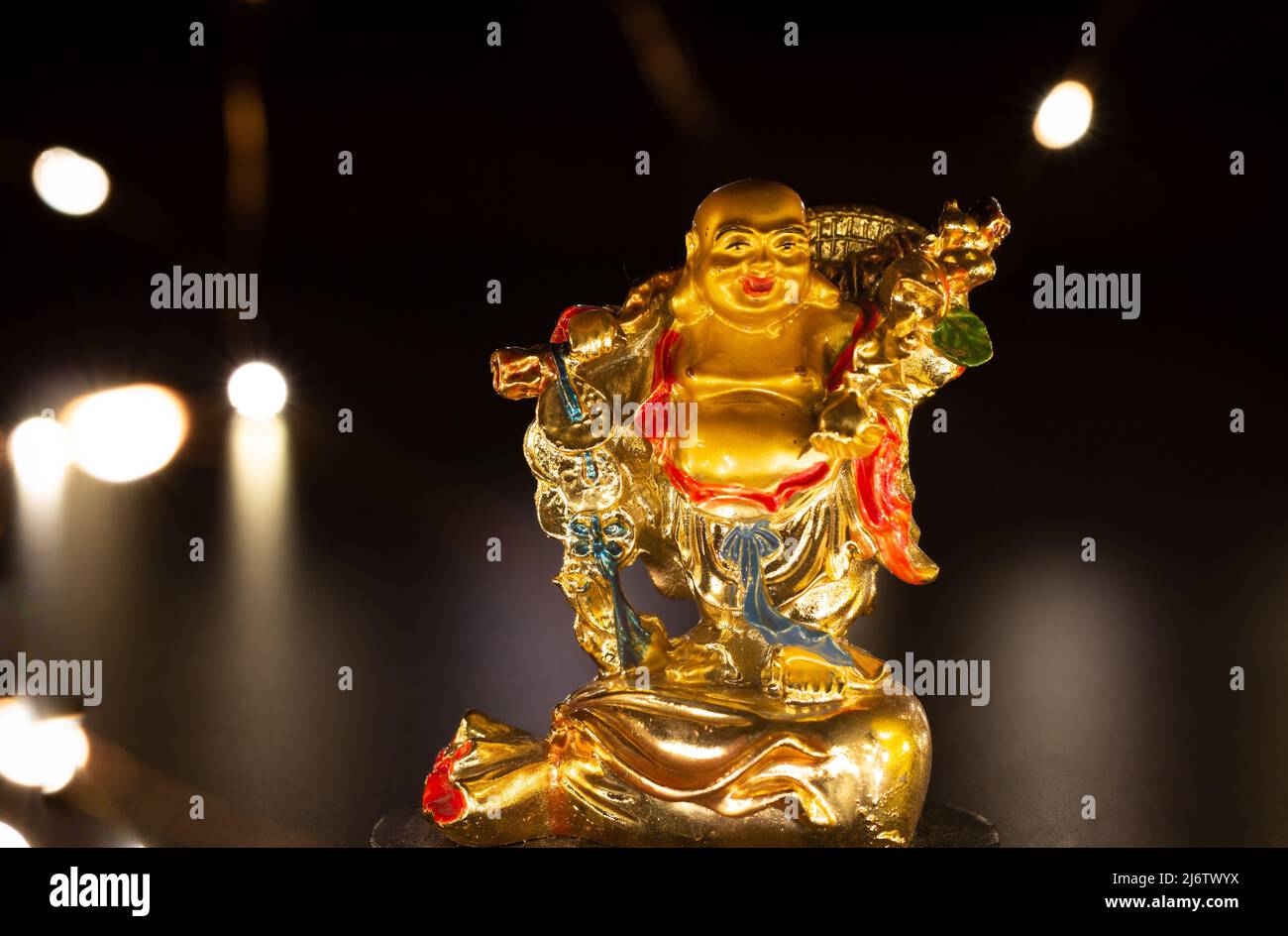 View of the laughing Buddha considered as a symbol of happiness ...