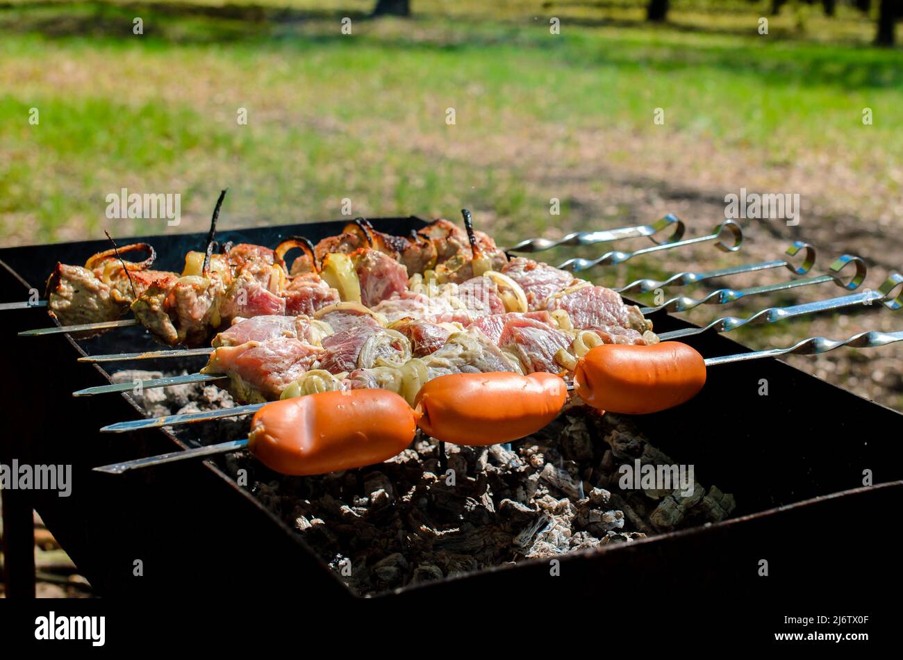 Pork Meat Chop Cooked On The Barbecue Grill Stock Photo - Alamy
