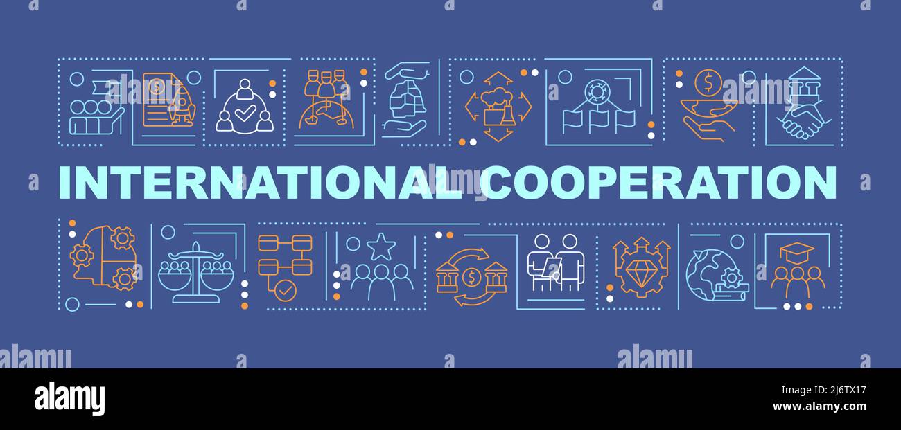 Global cooperation word concepts dark blue banner Stock Vector Image & Art - Alamy