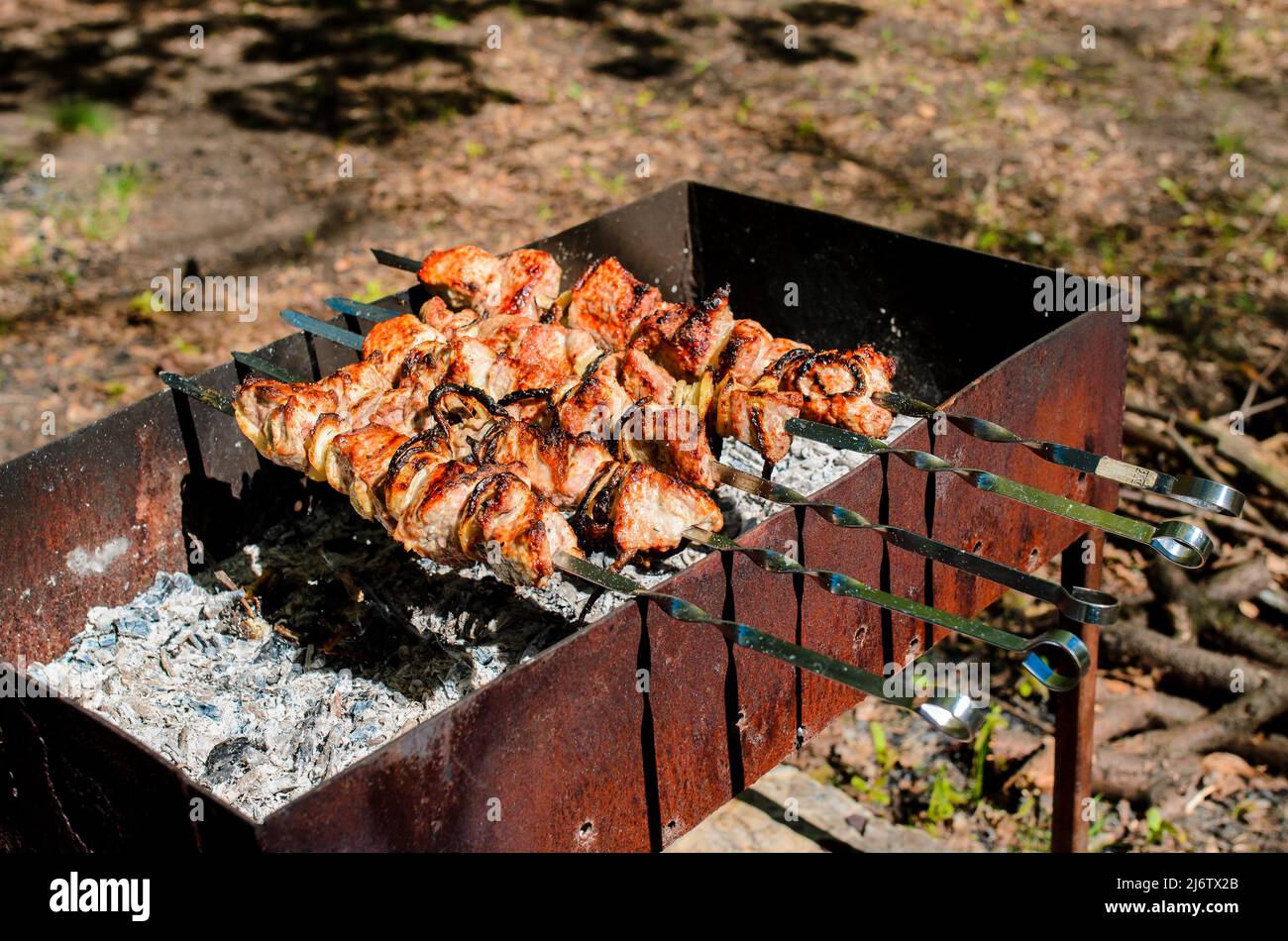 Pork Meat Chop Cooked On The Barbecue Grill Stock Photo - Alamy