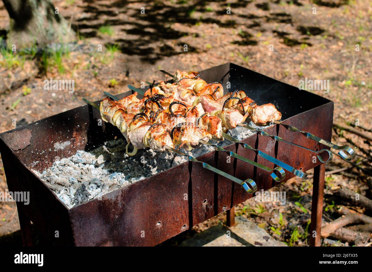 Pork Meat Chop Cooked On The Barbecue Grill Stock Photo - Alamy