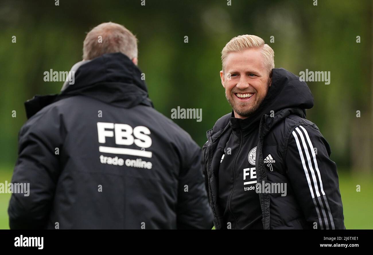 Leicester City goalkeeper Kasper Schmeichel during a training session ...