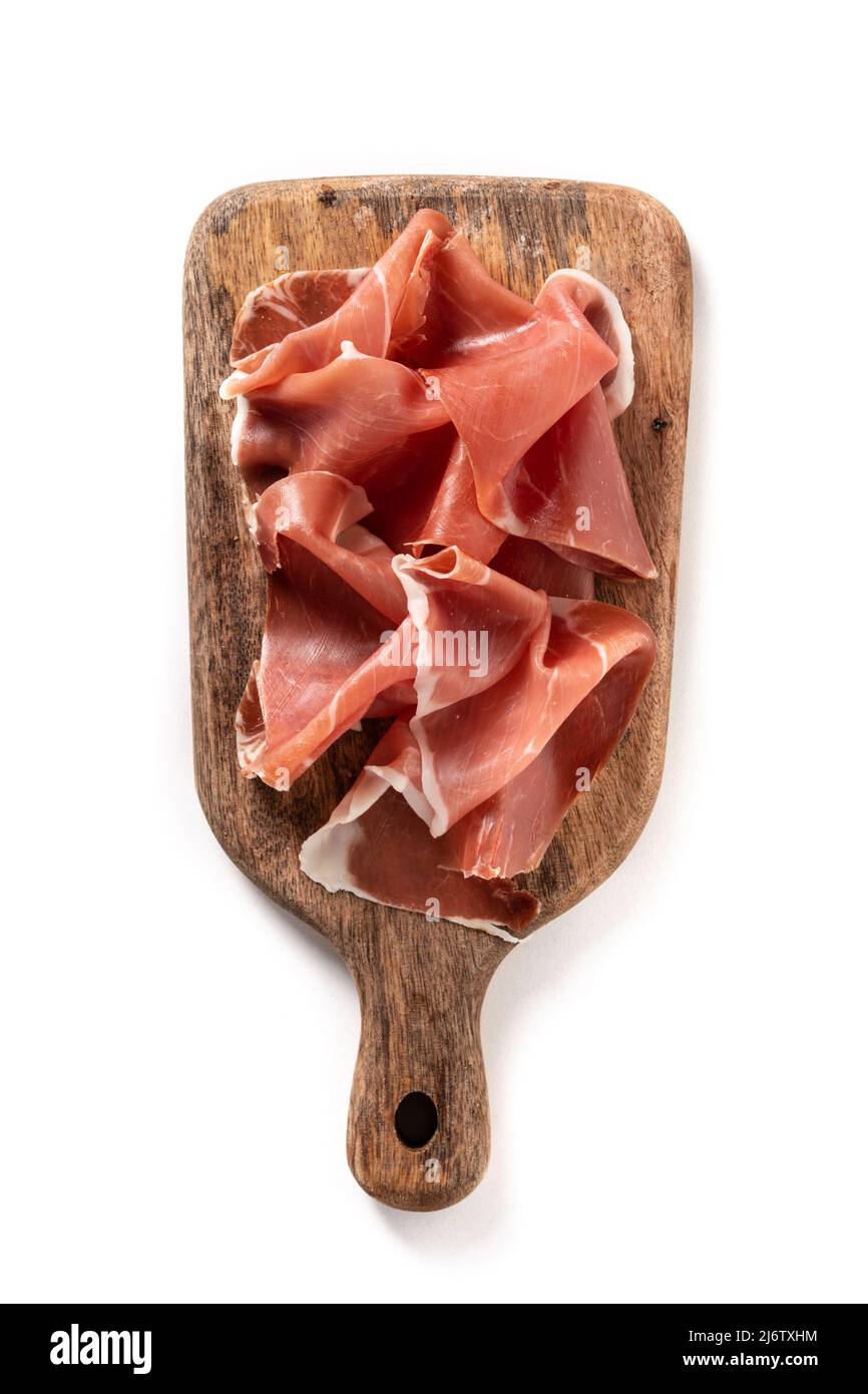 Spanish serrano ham isolated on white background Stock Photo - Alamy